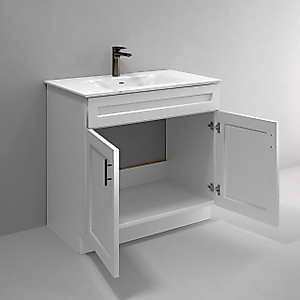 La Royal White Shaker Sink Base Bathroom Vanity Ready-to-Assemble Cabinet 36" Width