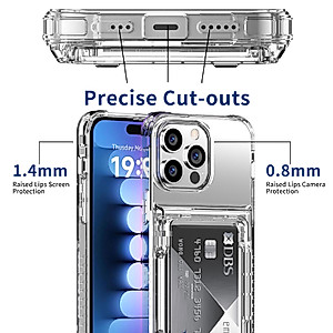 ACANDYA for iPhone 15 Pro Max Case Wallet Clear Protective Phone Case with Credit Card Holder Heavy Duty Protection Shockproof Anti-Scratch Anti-Yellow Cover for iPhone 15 Pro Max 6.7 inch Transparent