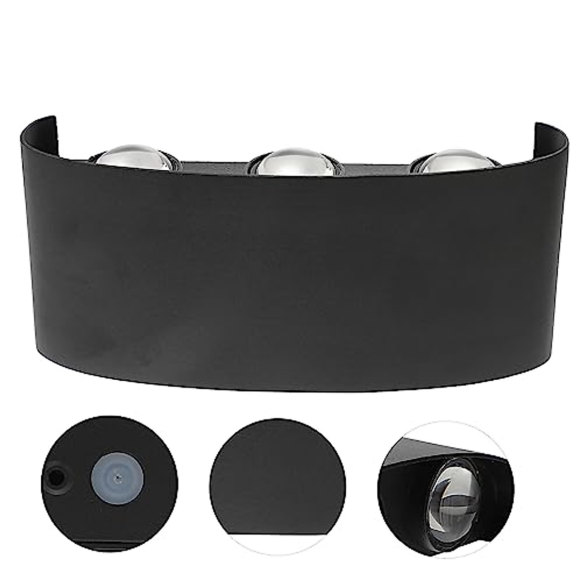 DOITOOL 3pcs Curved Wall Light Outdoor LED Wall Pack Lights Outdoor LED Outdoor Lights LED Modern Indoor Wall Sconce LED Light Fixture Wall Light Fixtures Double Head Lamps Wall Lamp Black