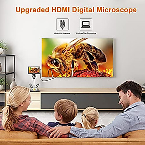 Hayve 7'' HDMI Digital Microscope,1200X Coin Microscope with IPS Screen, 16MP Soldering Microscope with Lights, 8.5'' Long Stand, View Entire Coin, Compatible with PC/TV, 32GB Card