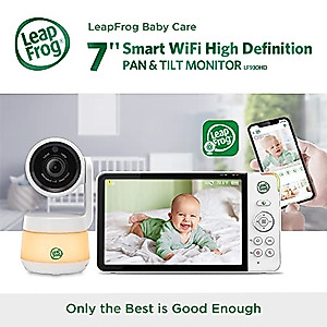 LeapFrog LF930HD 1080p Smart WiFi Remote Access Baby Monitor, 360° Pan & Tilt, 7” 720p HD Display, Color Night Light, Color Night Vision, Two-Way Intercom, Smart Sensors