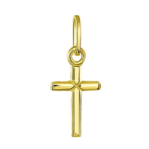 Jewelry America 14K Yellow Gold Simple Small Cross Charm Pendant