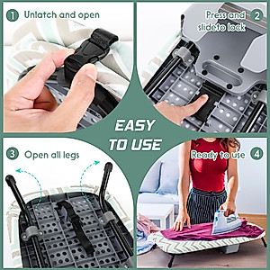 HUIESEN Table Top Ironing Board W/Wall Mount, Portable Space Saving Mini Laundry Room Iron Board | Foldable Small Ironing Board with Iron Holder