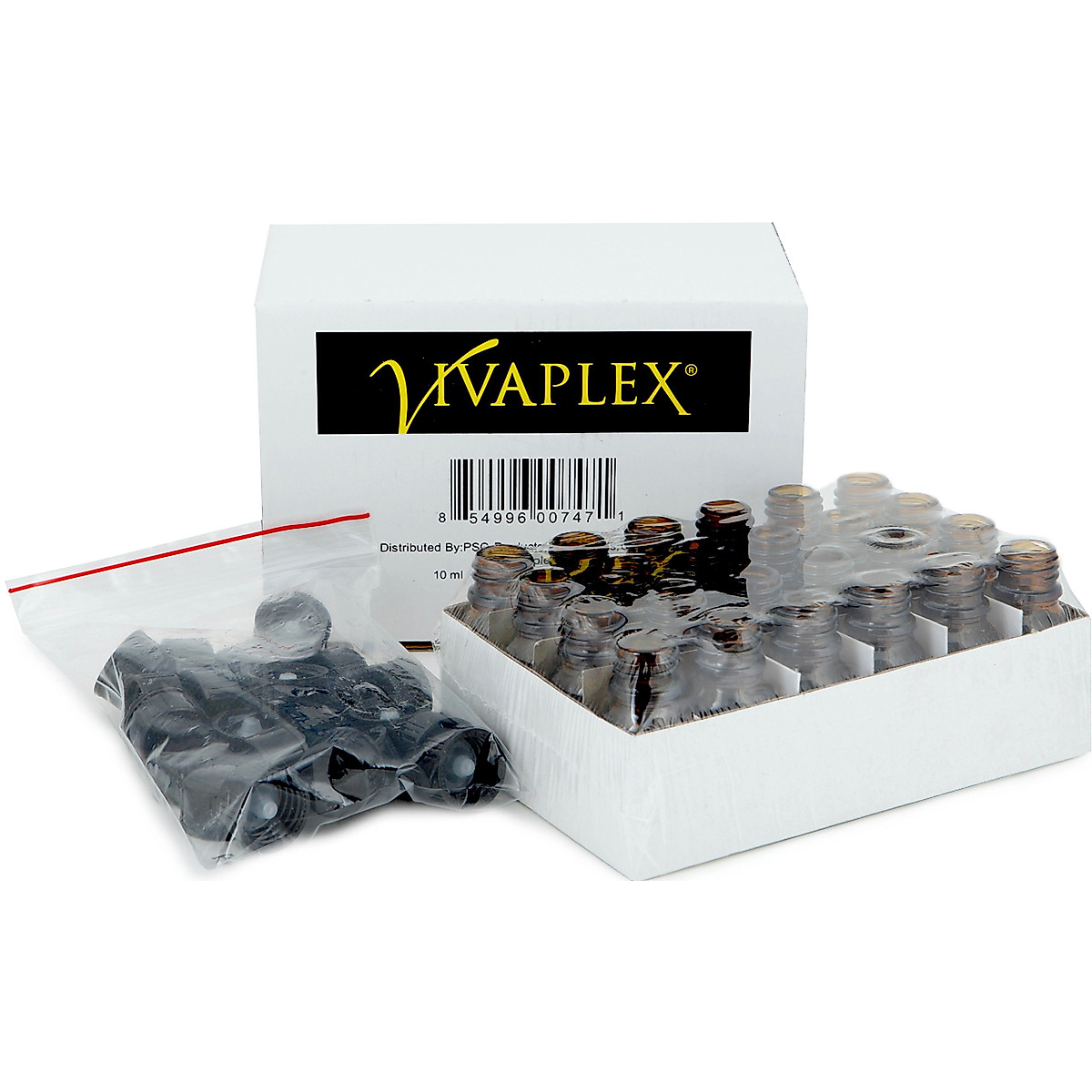 Vivaplex, 24, Amber, 10 ml (1/3 oz) Glass Bottles, with Lids