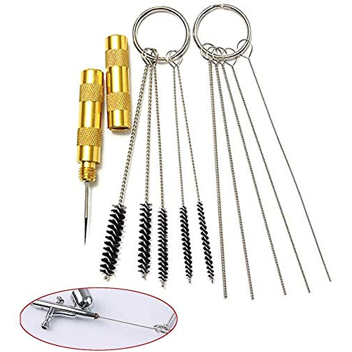 4 Set Airbrush Cleaning Kit Airbrush Cleaning Pot with Air Filter Mat and Holder,Nozzle Cleaning Needle,5pcs Brushes Set,5pcs Dredging Needles Kit