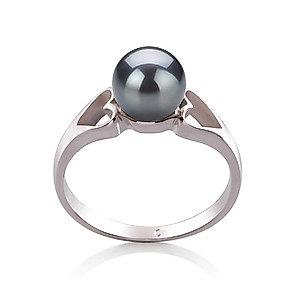 Jessica Black 6-7mm AA Quality Freshwater 925 Sterling Silver Cultured Pearl Ring For Women - Size-8