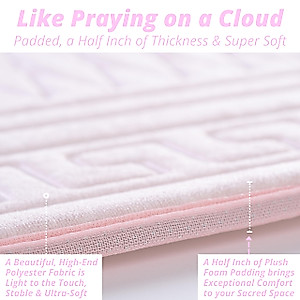 Sacred Artisans Prayer Mat, Powder Pink, Padded with Thick, Soft, Luxury Foam - Prayer Rug, Muslim Prayer Rug, Islamic Prayer Rug, Prayer Matt - Travel & Gift Ready for Ramadan & Eid