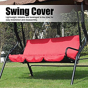 Swing Cushion, 3‑Seat Chair Waterproof Swing Replacement 3‑Seat Chair Seat Cover for Outdoor Swing(red)