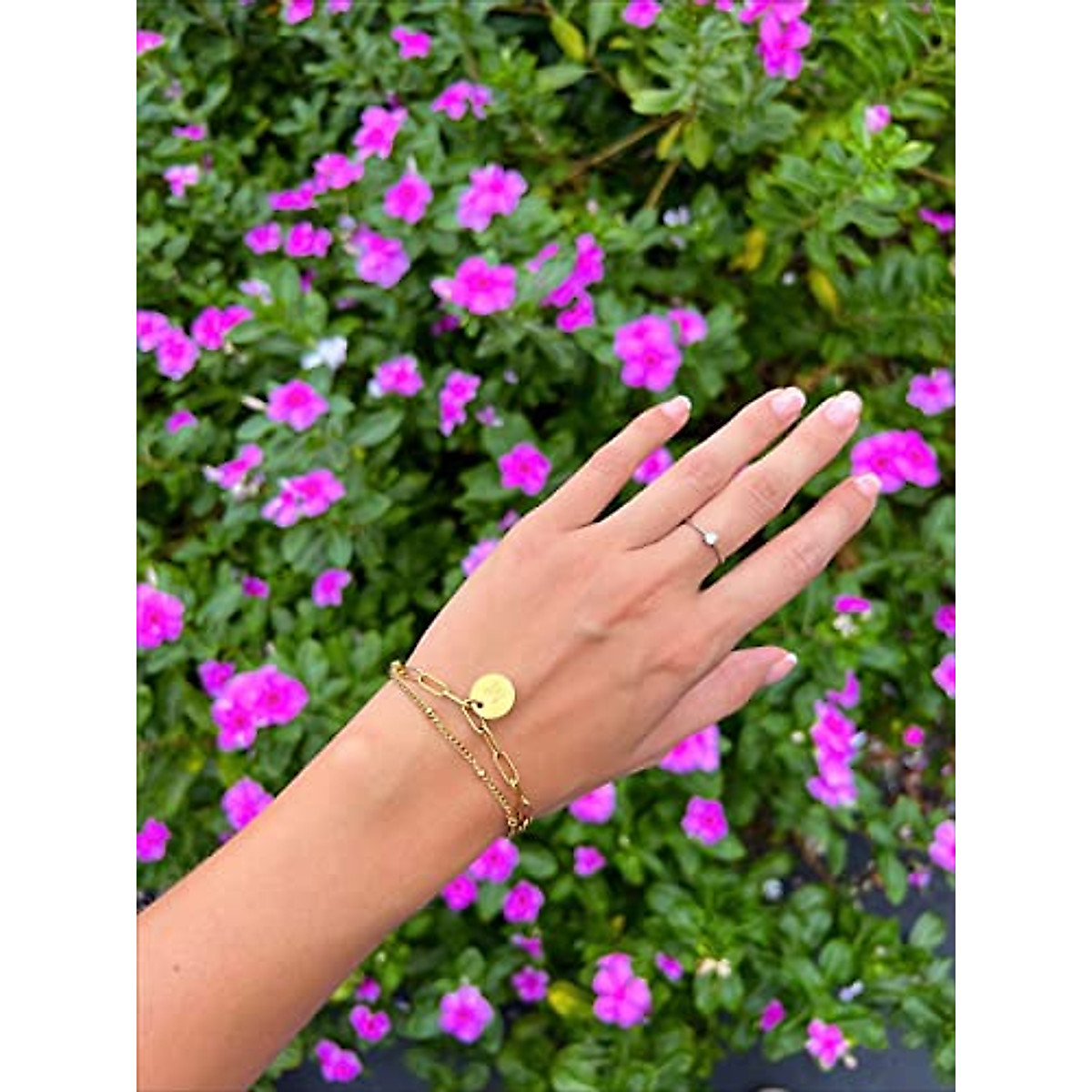 JoycuFF Gold Initial Bracelets for Women Gifts for Teen Girls 18K Gold Plated Layered Alphabet Charm Bracelet Adjustable Papercilp Link Chain Letter A Jewelry for Her