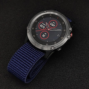 Abanen Hook and Loop Quick Dry Watch Band for Fenix 7X / Fenix 6X / Fenix 5X, 26mm Woven Nylon Ultralight Sport Wristband Strap for Garmin Fenix 6X Pro/Sapphire,Fenix 5X Plus,Enduro (Dark Blue)