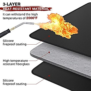 CEBERVICE 60 × 42 Inch Fireproof Hearth Rug for Fireplace, Fire Resistant Pit Hearth Pad for Wood Stove, Grill Mat for Outdoor Charcoal, Smokers, Gas Grills, Deck and Patio Protective Mat