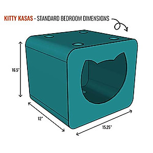 Kitty Kasas New! Standard Snap-On Modular Cat House, Bedroom Cube, Teal (KKB-115)