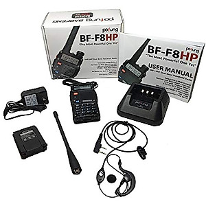 BAOFENG BF-F8HP (UV-5R 3rd Gen) 8-Watt Dual Band Two-Way Radio (136-174MHz VHF & 400-520MHz UHF) Includes Full Kit with Large Battery