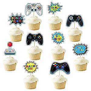 Video Game Party Supplies Set Birthday Decoration for Boys - Including HAPPY BIRTHDAY Gamer Banner, Controller Balloons, Fringe Curtains, Plates, Cups, Napkins, Tableware, Tablecloth, Balloons - Serves 20