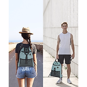 LIVACASA Drawstring Bag Gym with Pockets Sports Sack with Handle Drawstring Backpack Travel for Men Women