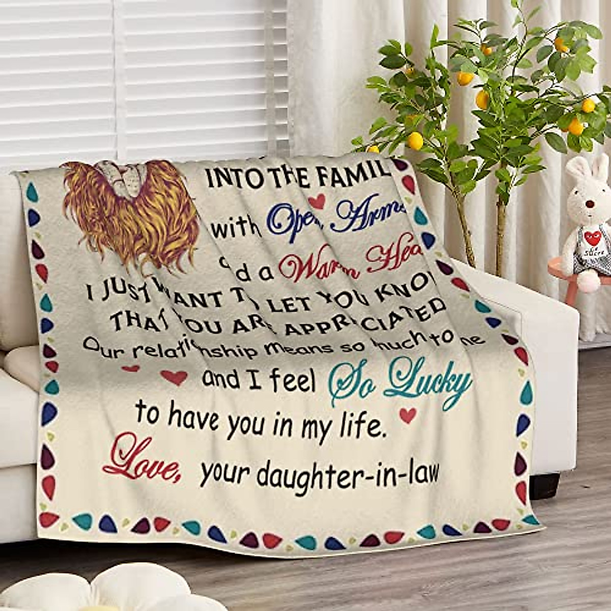 Mother in Law Gift from Daughter in Law, Throw Blanket Gifts for Mother in Law Gifts for Birthday Thanksgiving Christmas Mother’s Day, Warm Soft Flannel Fleece Blankets for Couch Bed 60x50 Inches