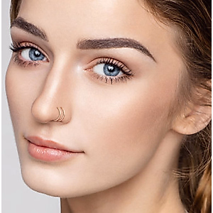 Tanreeqee 18G Double Nose Ring for Single Piercing Stainless Steel Left and Right Double Hoop Nose Ring Spiral Nose Hoops Double Nose Ring for Women Men ((G 5pcs))