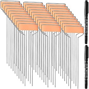 100 Pcs Metal Garden Plant Labels Weatherproof Banner Copper Metal Plant Labels Plant Tags, Metal Garden Markers, Copper Garden Labels Plant Markers Tags Reusable Height 10.5" Label Area 2.5'' x 7/8''