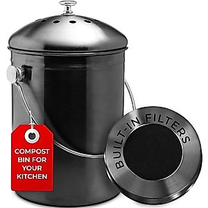 EPICA Countertop Compost Bin Kitchen | 1.3 Gallon | Odorless Composting Bin with Carbon Filters | Indoor Compost Bin with Lid | Stainless Steel Kitchen Composter for Food Scraps & Waste Recycling