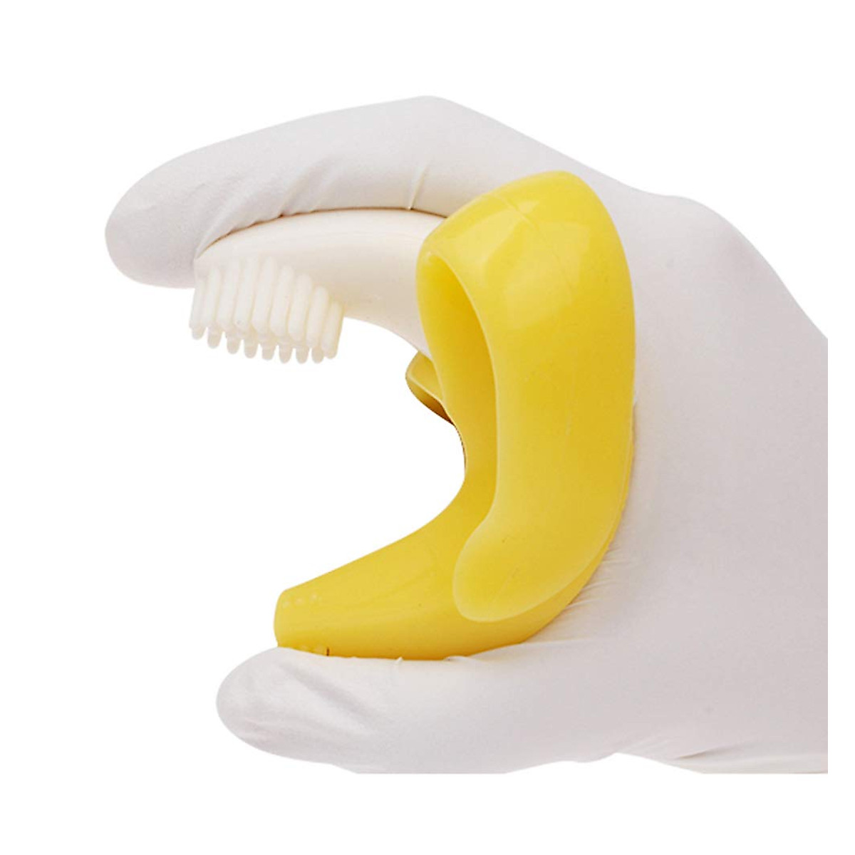 AKOAK 1 Pack Silicone Baby Toothbrush, Stereo Banana Styling Baby Training Toothbrush