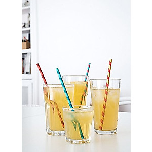 Kikkerland Biodegradable Party Stripes Paper Straws, Multicolored, Box of 144