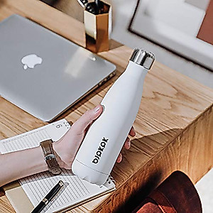 BJPKPK Insulated Water Bottles -17oz/500ml -Stainless Steel Water bottles,Sports water bottles Keep cold for 24 Hours and hot for 12 Hours,BPA Free kids water bottles for School-Black