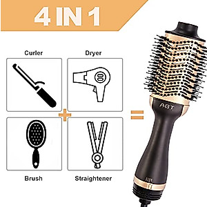 Hot Air Brush, 4 in 1 Hair Dryer Brush & Volumizer, One Step Blow Dryer Suitable for Straight and Curly Hair, Ceramic Coating Achieve Salon Styling at Home 1200W