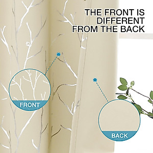 BUHUA Grommet Top Window Draps for Living Room Bedroom Curtains Energy Saving Room Darkening Impede Light Privacy Curtains, 52W x 84L, 2 Panels, Beige