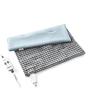 Bedsure Weighted Heating Pad with Massager - Electric Heating Pad for Back with Massaging Vibrations, 3 Heating Levels & 9 Massage Types, 27 Relaxing Combinations, 24” x 20”,Grey