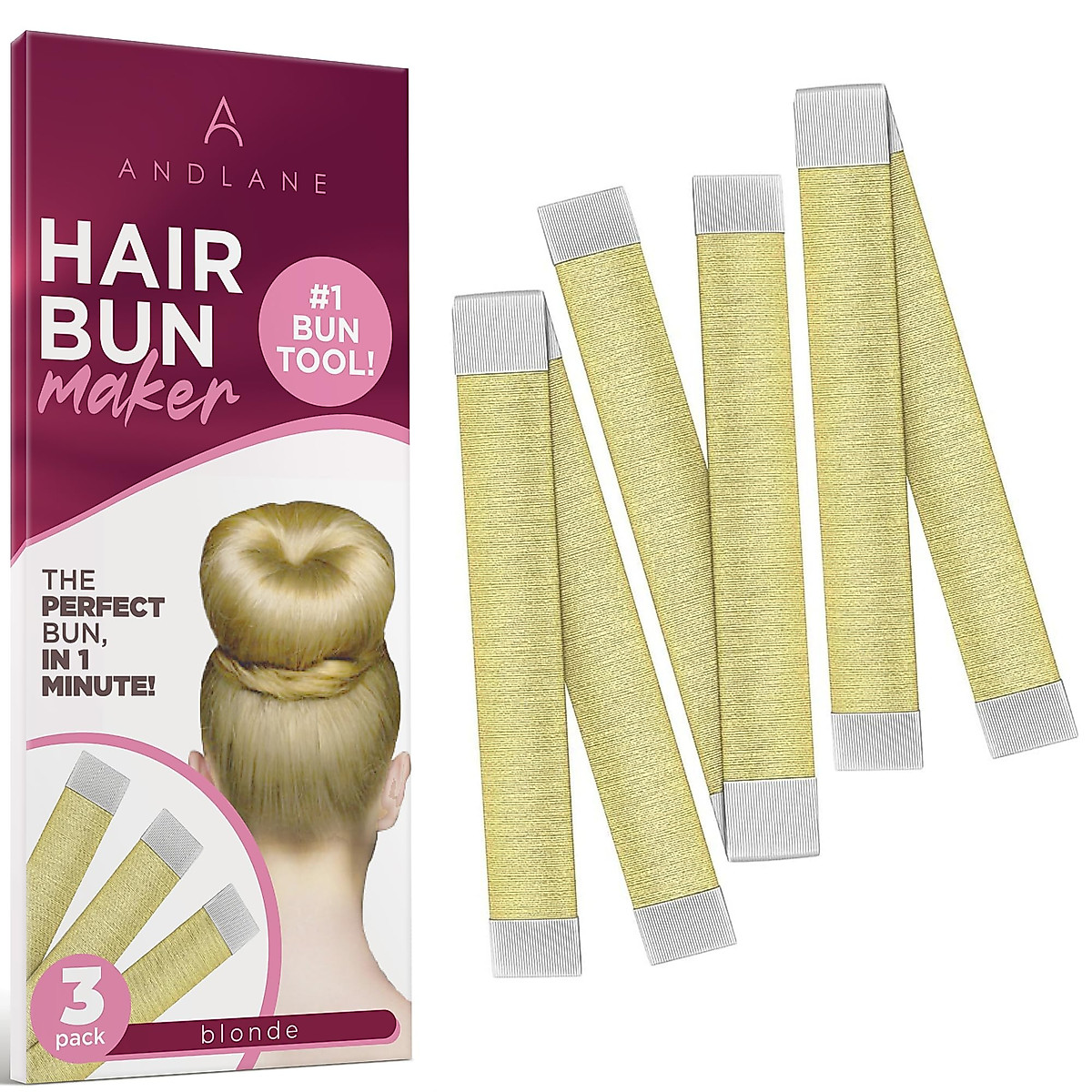 Women's Hair Bun Maker Tool - French Twist Fold Wrap Snap Hair Accessories by Andlane (3 Blonde)