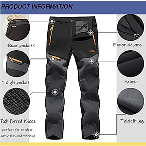 TACVASEN Men's Waterproof Pants Winter Pants Fleece Lined Pants Snow Pants Warm Pants Outdoor Pants Hiking Pants Navy