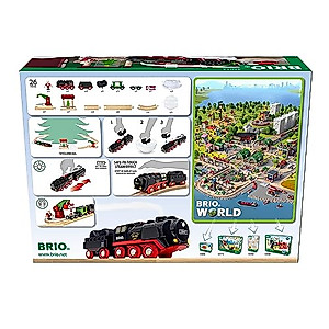 BRIO World – 36014 Christmas Steaming Train Set | 27-Piece Kid-Friendly Set | Age 3+ Compatible | FSC-Certified Beech Wood | Complements All BRIO Railway Sets & Accessories | Multicolor