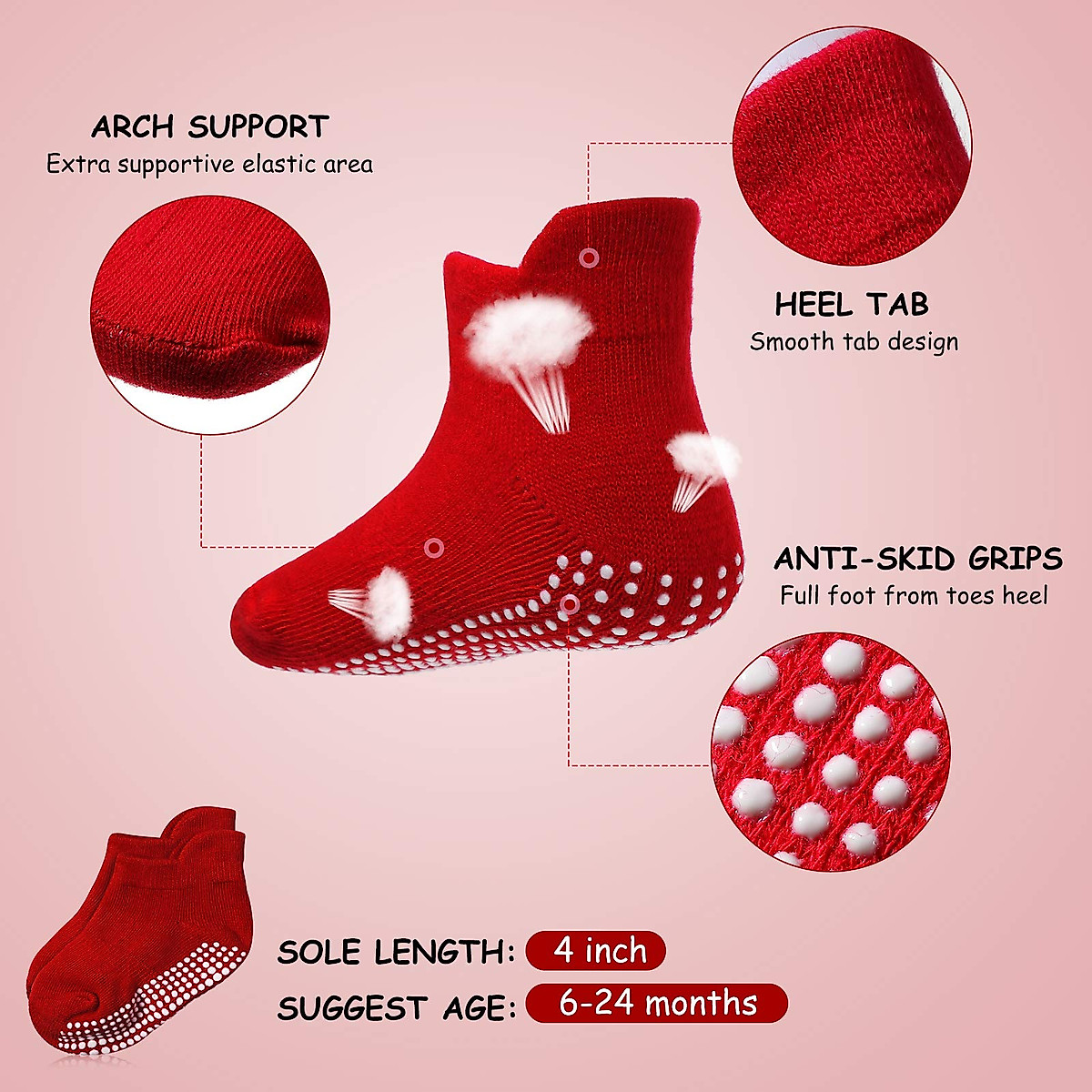 SATINIOR 12 Pairs Newborn Baby Mittens and Socks Set Baby Mittens No Scratch Cotton Gloves Non Slip Ankle Socks 0-6 Months(Multiple Colors)