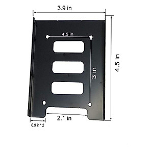 SSD HDD Holder 2.5 to 3.5 Mounting Bracket Hard Drive Adapter (2 Pack) (Black)