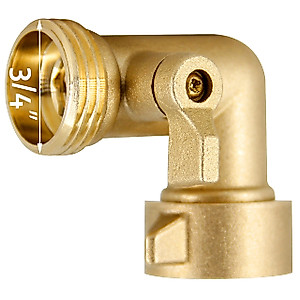 Lifynste Garden Hose Elbow Connector, 90 Degree Brass Garden Hose Elbow Adapter with Shut Off Valves, 4 Pack