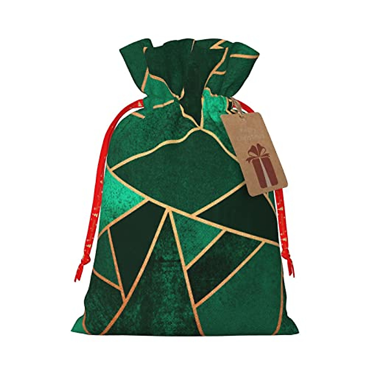 Black And Gold Geometricchristmas Drawstring Gift Bag, Linen Drawstring Gift Bag, Reusable Drawstring Gift Bag, Used For Christmas, Birthday, Wedding Supplies