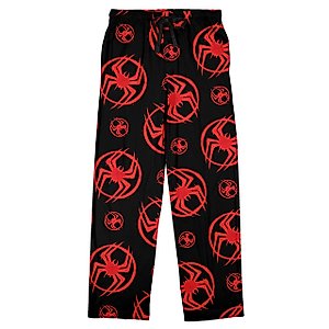 Miles Morales Spider-Man: Across The Spider-Verse Logo AOP Men's Black Sleep Pajama Pants-XL