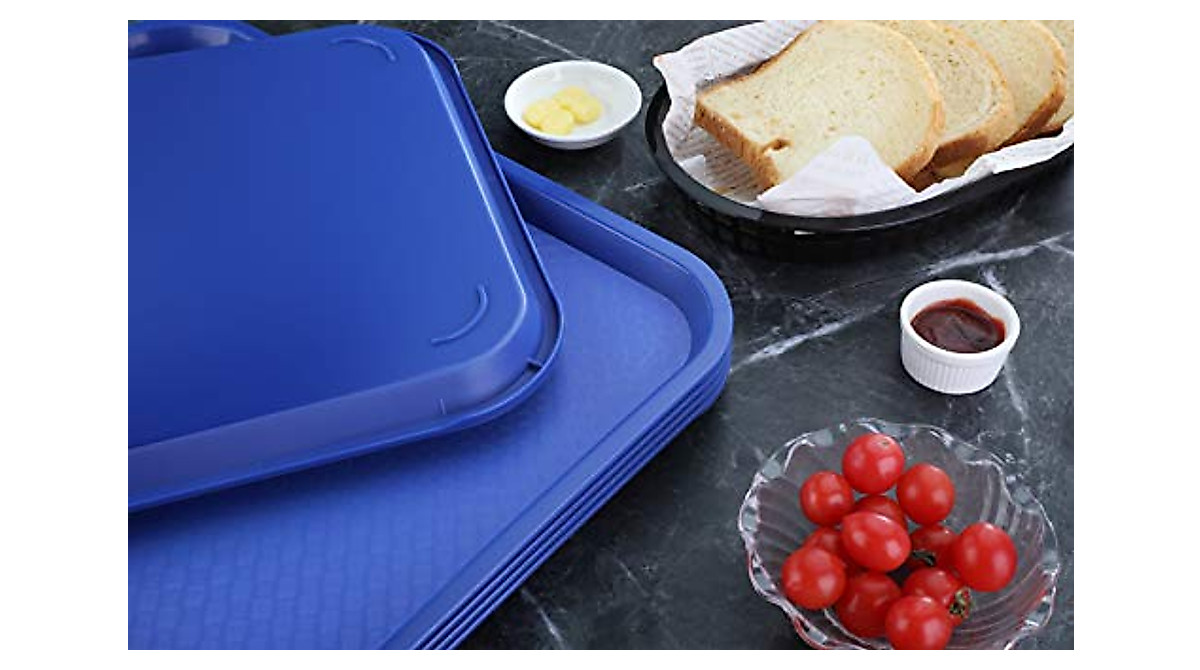Durable Blue Fast Food Trays - Set of 12