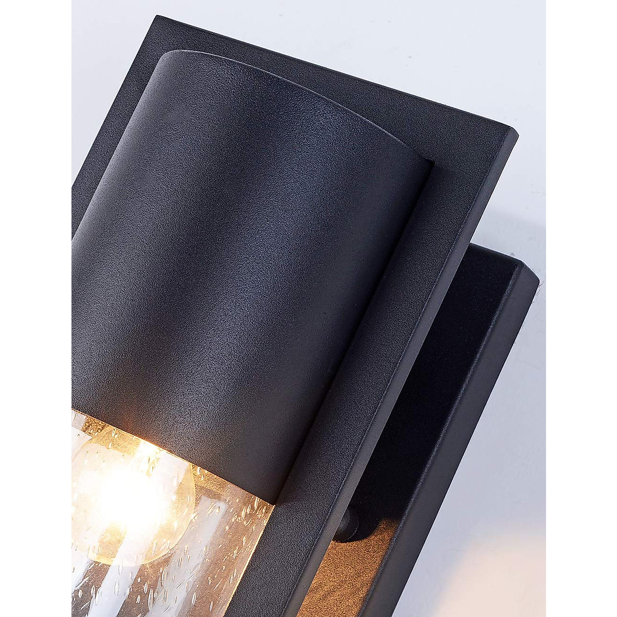 Delicavy Outdoor Wall Lights Modern Farmhouse Porch Light Waterproof Exterior Wall Lantern Black with Seed Glass, Outside Wall Lamp for House Garage, Front Door Light, 14.2" H