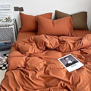 Cottonight Burnt Orange Comforter Set Full Rust Caramel Bedding Comforter Set Modern Soft Reddish Orange Blanket Quilts Solid Terracotta Caramel Orange Comforter Set for Full Bed