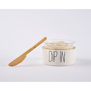 Mud Pie Store Bought Container Dish, White, dip 2" x 4 1/4" dia | spreader 6"