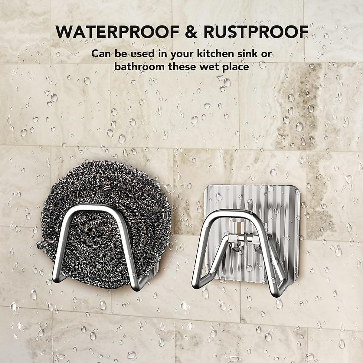 ESINAM 2Pcs Sponge Holder for Kitchen Sink, Strong Adhesive Clear Acrylic Kitchen Sink Sponge Caddy for Kitchen Organization in Sink， Multifunctional Inside Sink Sponge Holder