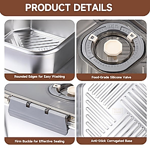 Fzaqwen Stainless Steel Food Storage Containers - 304 Square Refrigerator Organizers with Handle Airtight Lids Meal Prep Reusable Metal Pantry for Fruit Salad - Keep Fresh Save Date 118oz