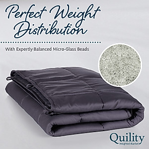 Quility Weighted Blanket for Kids & Toddlers - 12 LB Twin Size Kids Weighted Blanket for Cooling & Heating - 100% Cotton Blanket w/Glass Beads, Machine Washable - 48"x72", Navy