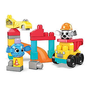 Mega Bloks Peek A Blocks Construction Site, Building Toys for Toddlers (30 Pieces)