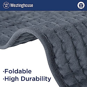 Westinghouse Electric Heating Pad for Back Pain Relief, Heated Neck Shoulder Wrap with 6 Heat Settings, 2-Hour Auto Shut-Off, Machine Washable, Extra Large 12x24 Inches (Grey)