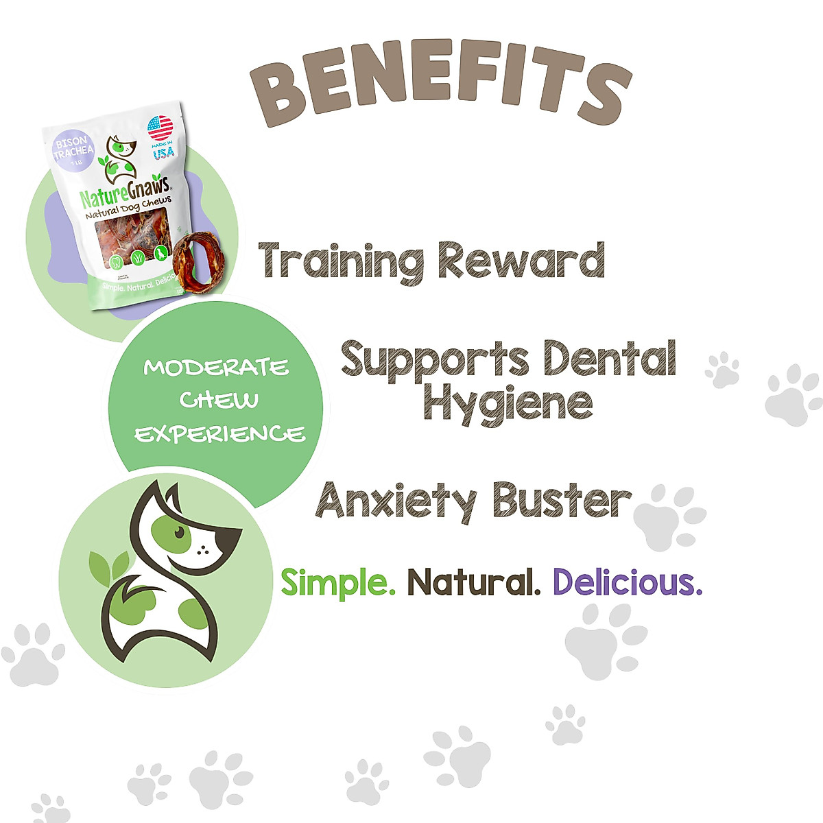 Nature Gnaws USA Smoked Bison Trachea Rings for Dogs (1Lb) – Delicious Grain Free Long Lasting Chew - Premium Natural Dog Chew Bones - Rawhide Free