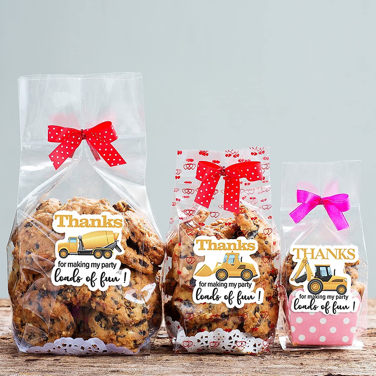 Construction Thank You Stickers,Construction Trucks Shower Thank You Stickers Labels,Construction Party Stickers for Construction Theme Shower Birthday Party Favor Label Decorations