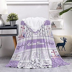 Personalized Christian Baptism Baby Blanket, Custom Baby Blanket with Name, Floral Plaid Patchwork God Bless Infant Bed Blanket, Customized Christian Gifts for Birthday/Shower Nursery Blanket 30"x40"