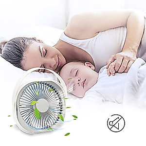 Novelth Box Fan USB 8 Inch Portable Table Fan with 3 Speeds Ultra Quiet Mini Personal Fans 4000mAh Rechargeable Battery Powered for Home Office Bedroom and Travel, White, 20×20×6.6 CM